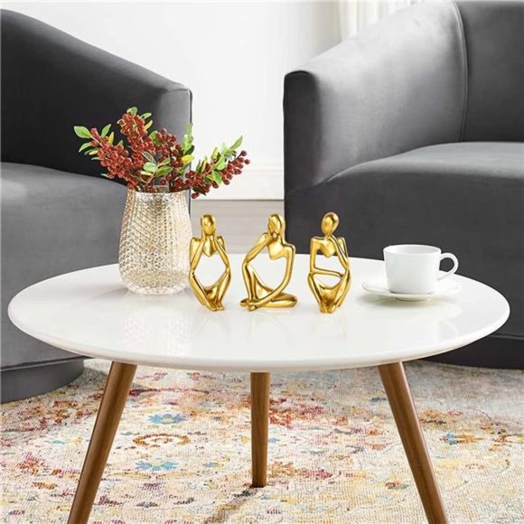 Art | Thinker Statue Gold Decor Abstract Art Sculpture Golden Resin ...